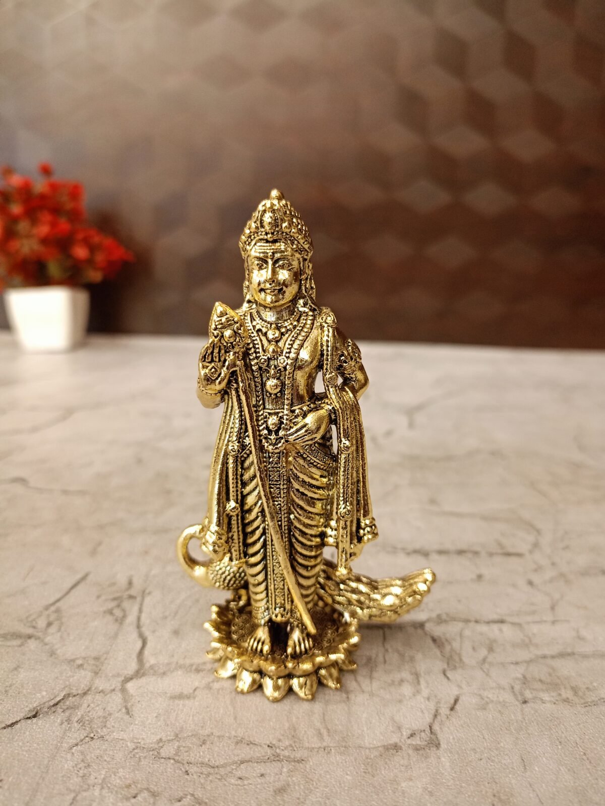 Buy Brass Fine art Murugan on Lotus 4″ Antique Showroom Trichy – Brass ...