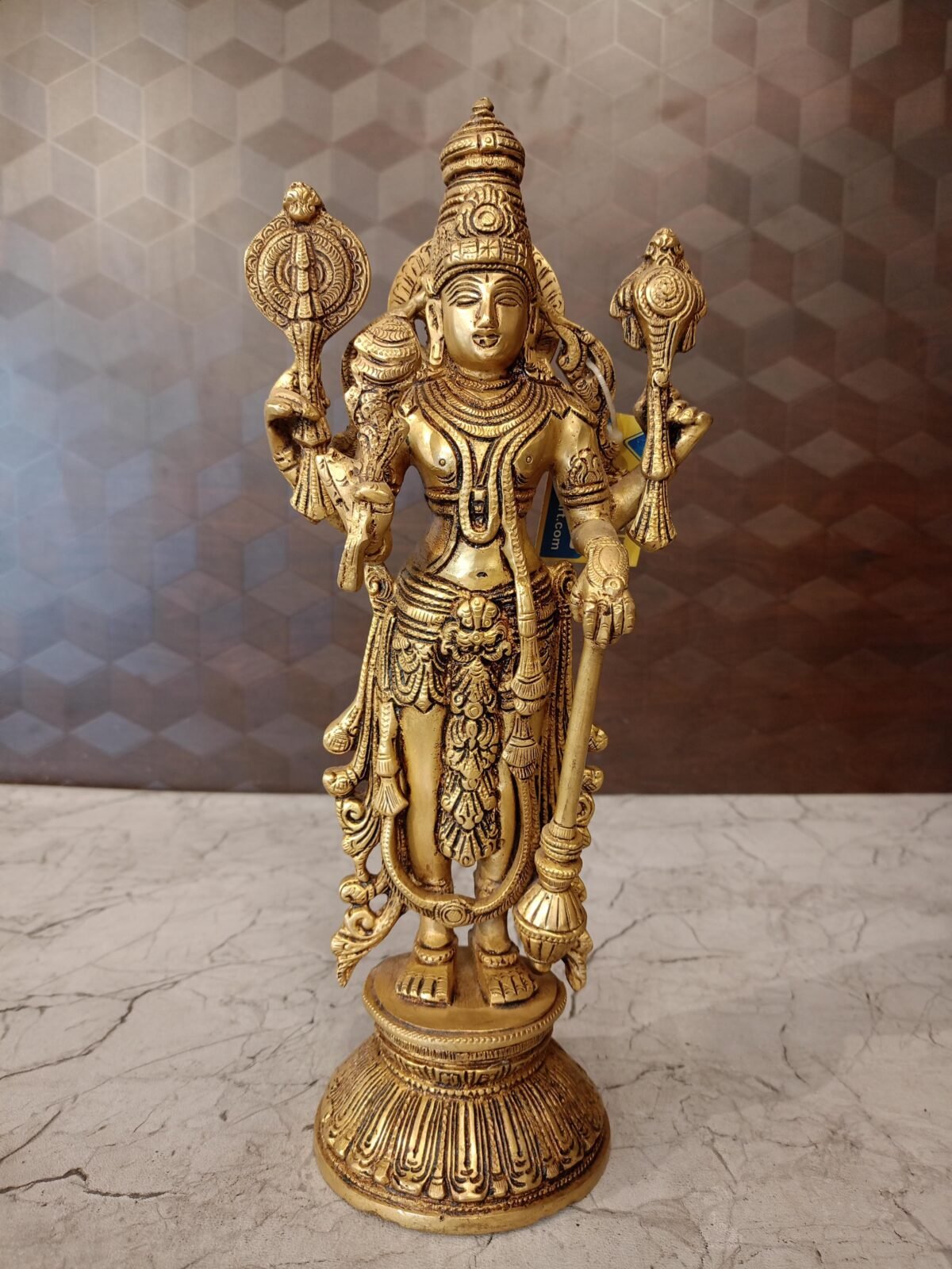 Buy Brass Maha Vishnu | Lord Vishnu Pure Brass Standing Statue 12.5” Antique Showroom Trichy ...